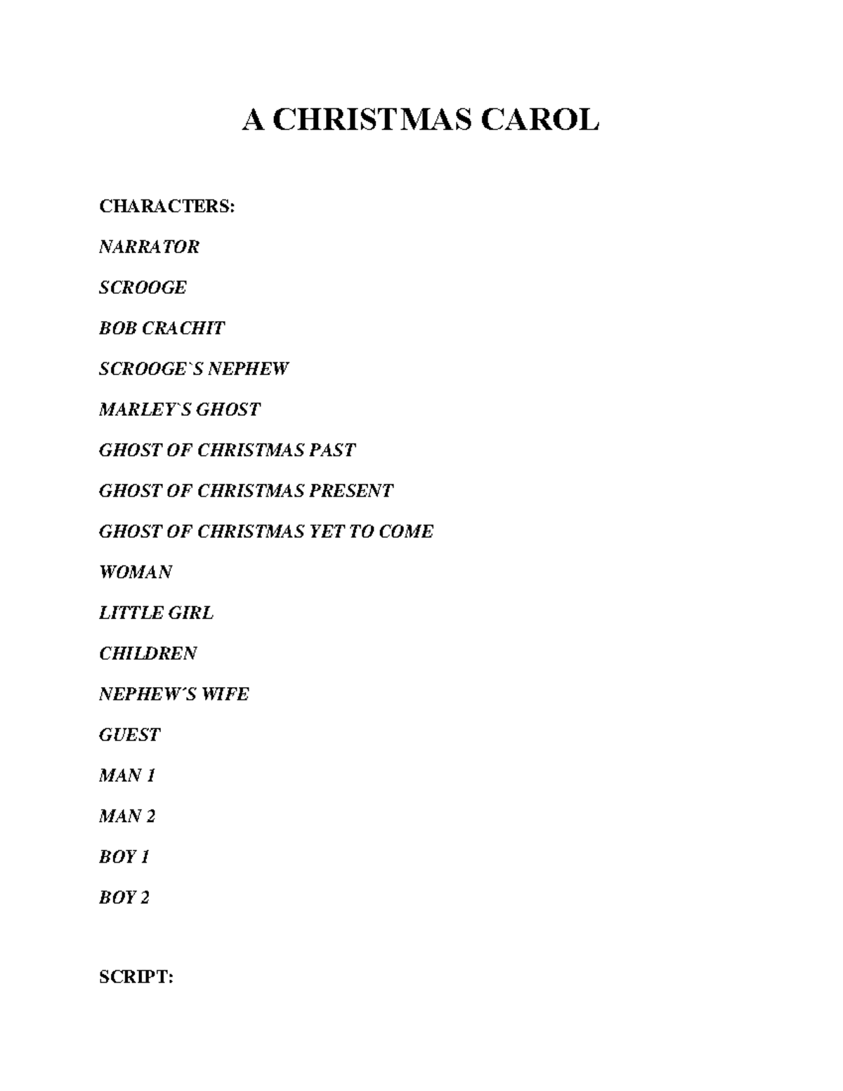 Scrooge editado - kjojjuhi - A CHRISTMAS CAROL CHARACTERS: NARRATOR ...