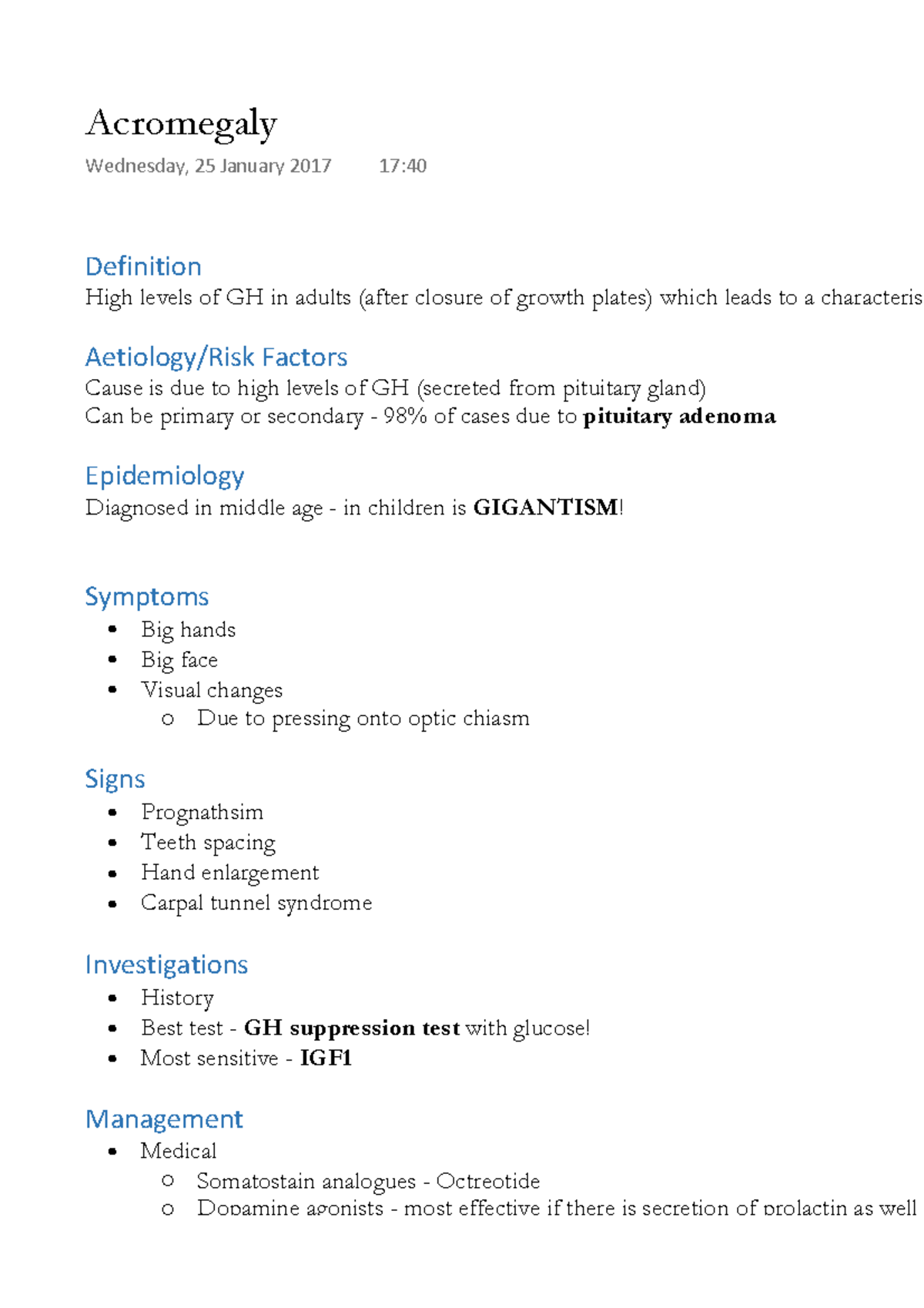 Acromegaly - Acromegaly Wednesday, 25 January 2017 17:40 Definition ...