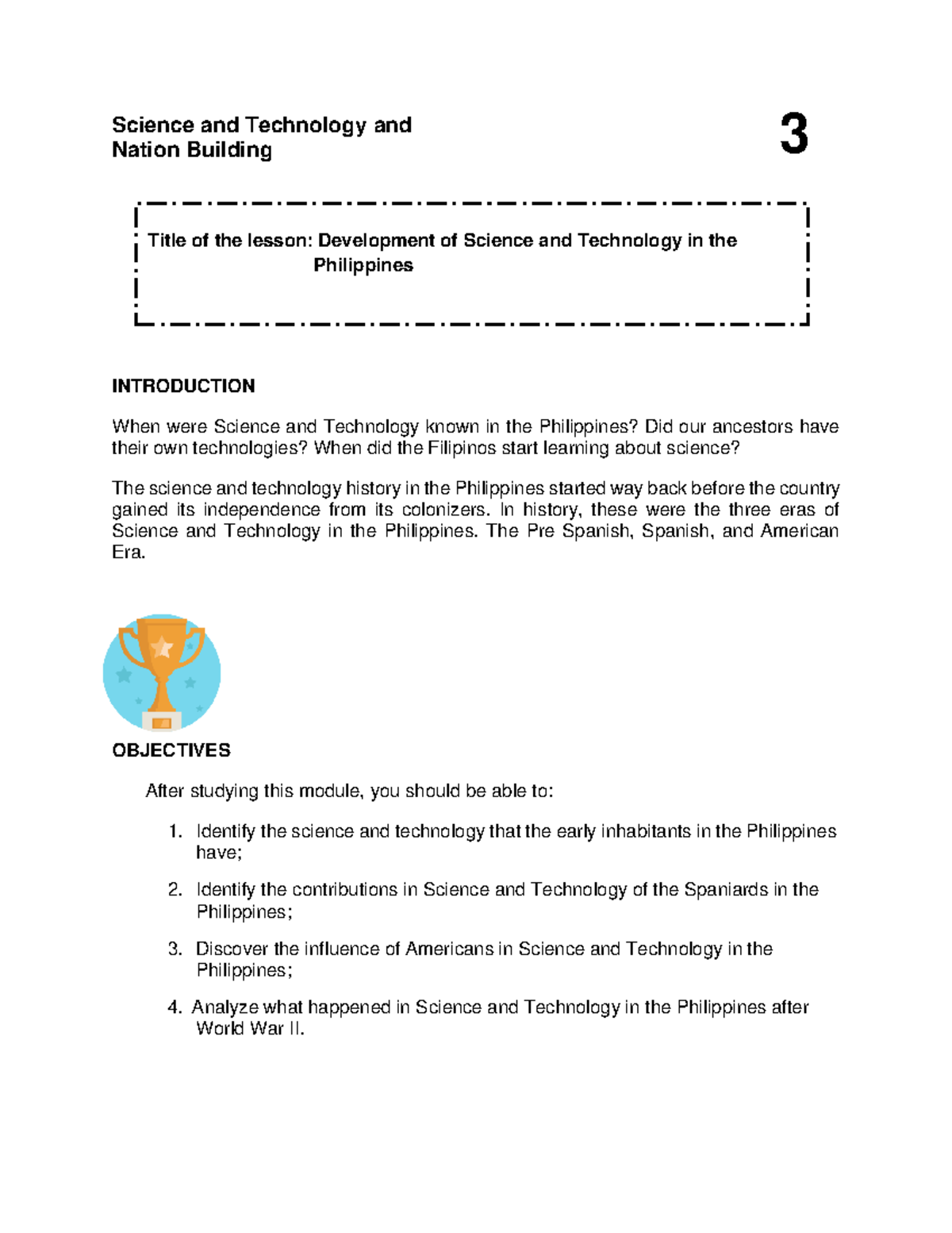 Development of Science and Technology in the Philippines - Title of the ...