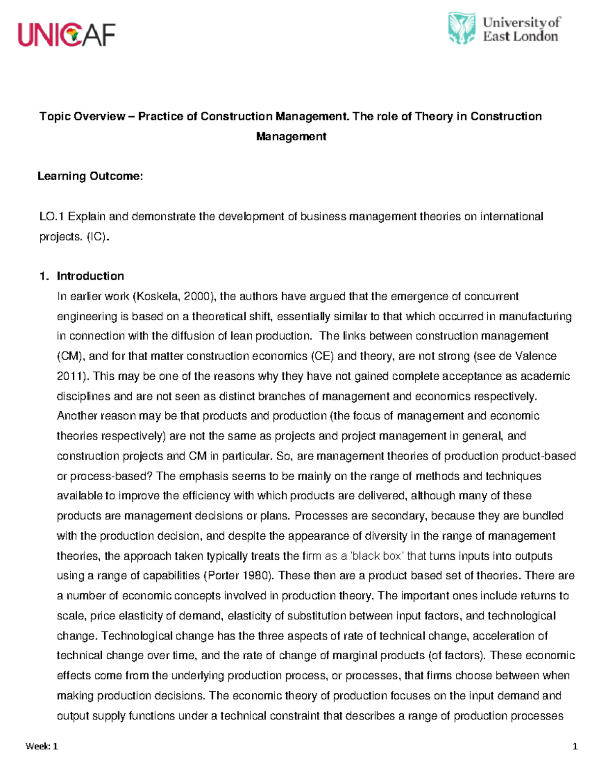 Topic Overview – Practice of Construction Management. The role of ...