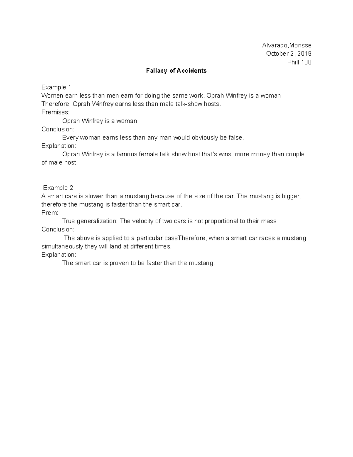 Fallacy of Accidents - Examples of fallacies. - Alvarado,Monsse October ...