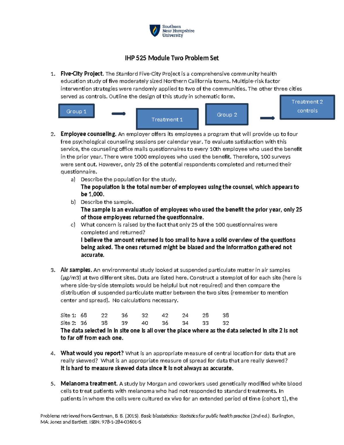 IHP 525 Module Two Problem Set answers - IHP 525 Module Two Problem Set 1. Five-City Project ...