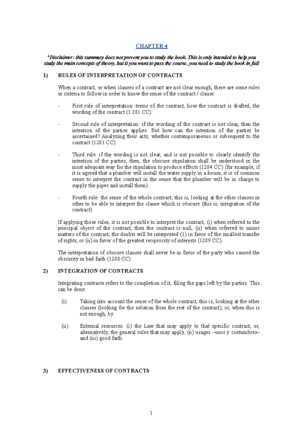 Basic Summary Chapter 4 - CHAPTER 4 *Disclaimer: this summary does not ...