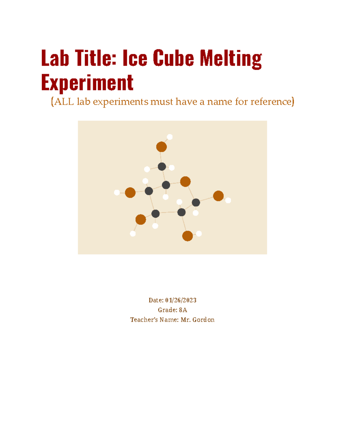 Ice cube melting experiment - Lab Title: Ice Cube Melting Experiment ...