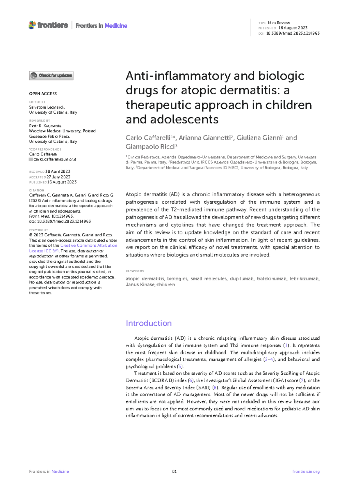 Fmed-10-1214963 - ariculo legal - TYPE Mini Review PUBLISHED 16 August ...