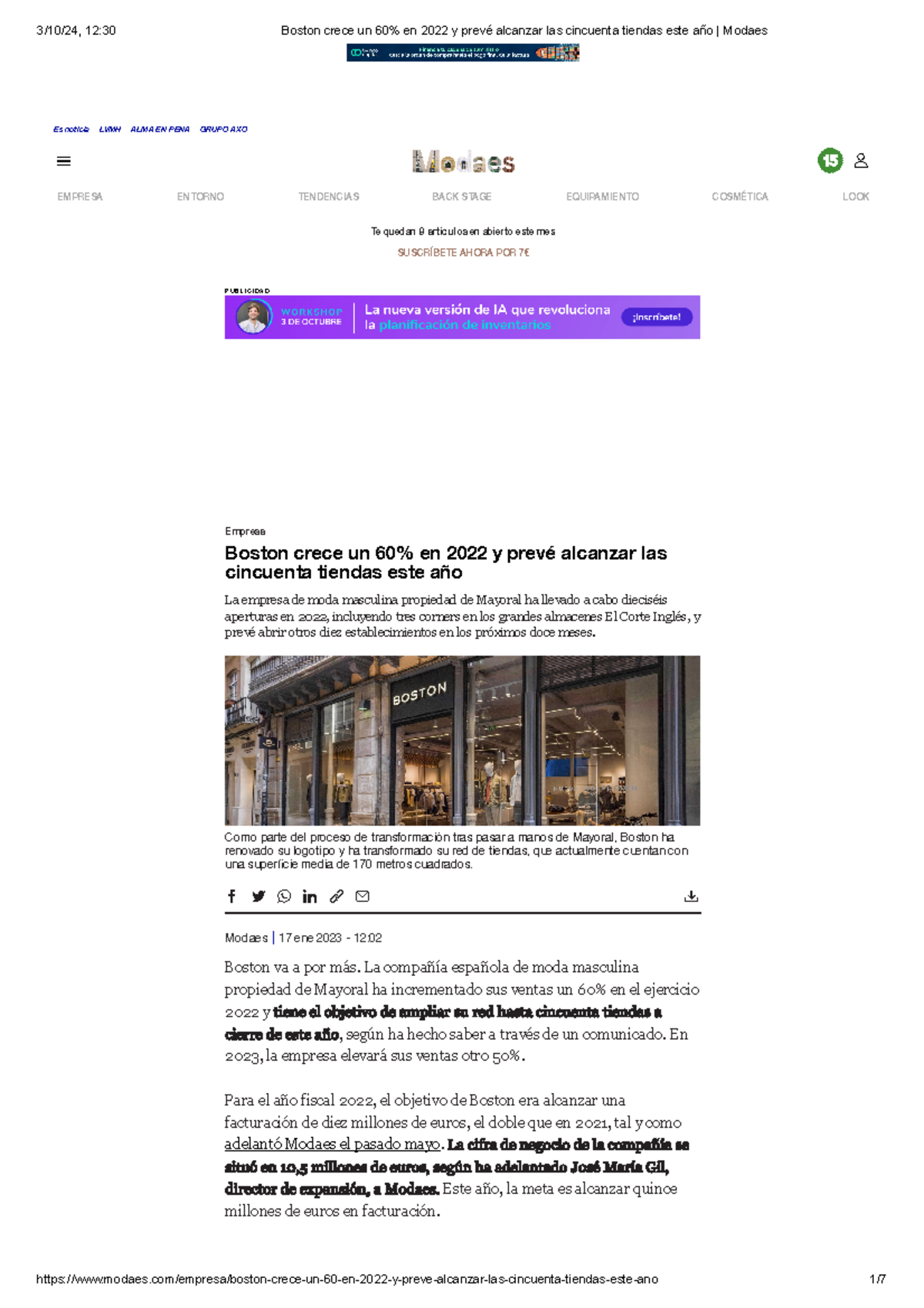 Boston crece un 60% en 2022 y prevé alcanzar las cincuenta tiendas este año Modaes ...