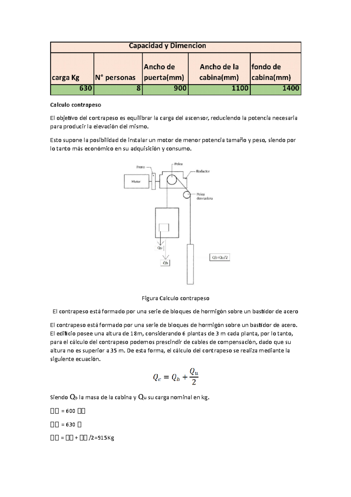 Calculo contrapeso,polea,potencia - Calculo contrapeso El objetivo del ...