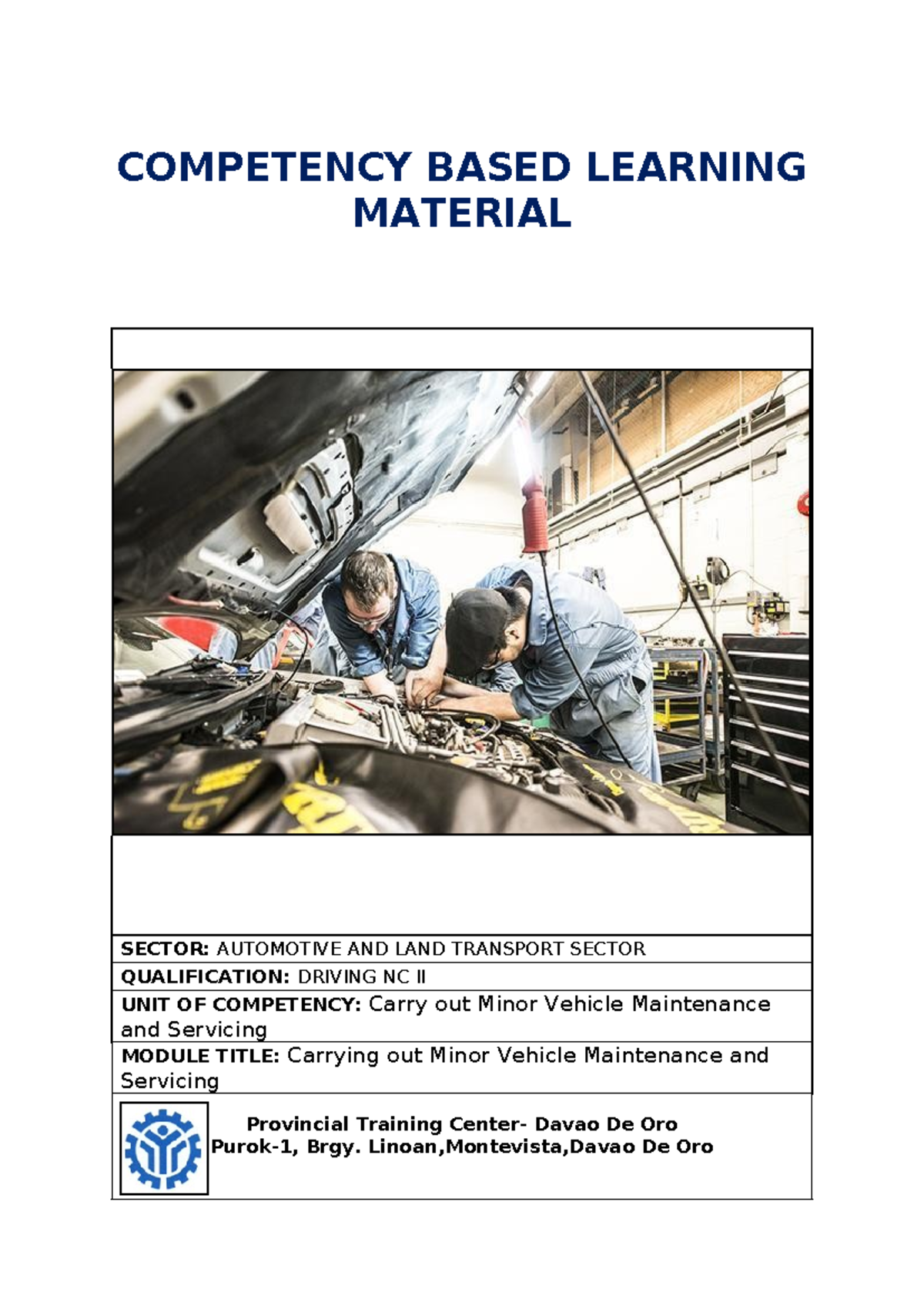 Roa- Carry out minor vehicle and maintainance servicing - COMPETENCY ...