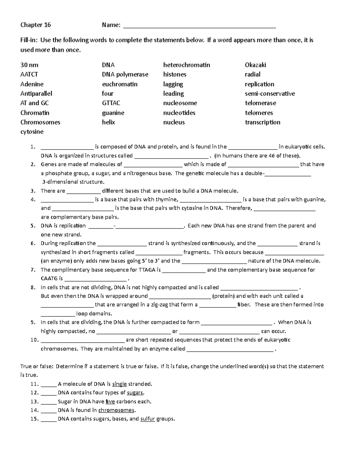 Biol. 110 Chapter 16 worksheet - Chapter 16 Name ...
