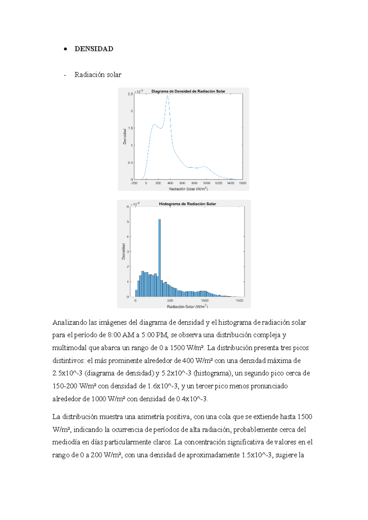 ANÁ Lisis Matlab - • DENSIDAD Radiación solar Analizando las imágenes del diagrama de densidad y ...