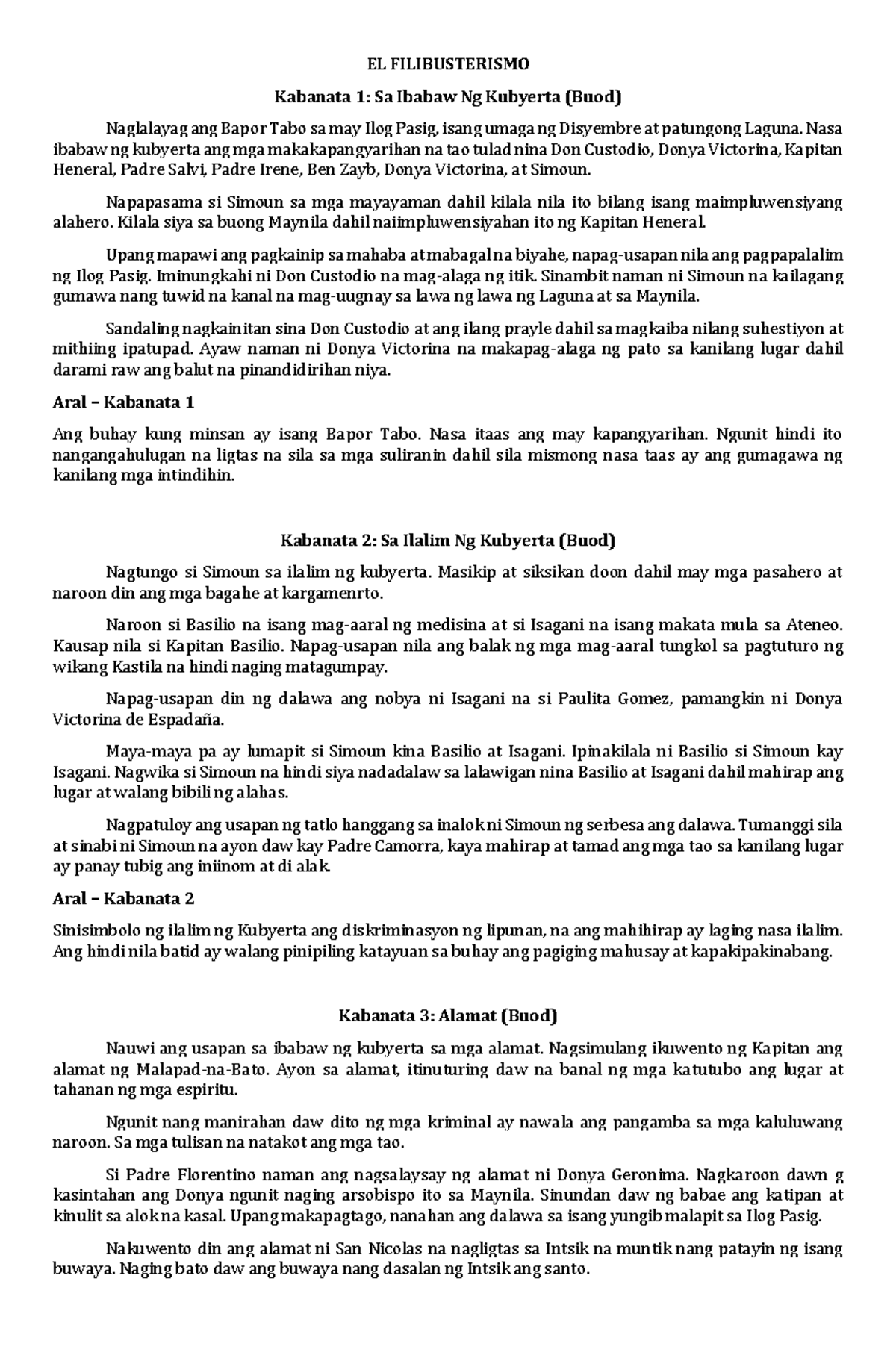 EL Filibusterismo - El Fili - EL FILIBUSTERISMO Kabanata 1: Sa Ibabaw ...