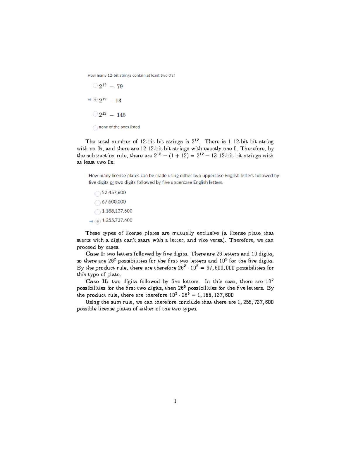 CS182 S23 Quiz 8 Solutions - The total number of 12-bit bit strings is 2 12. There is 1 12-bit ...