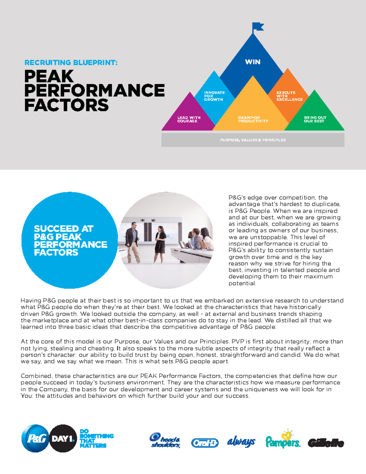 PEAK Performance flyer - Having P&G people at their best is so ...