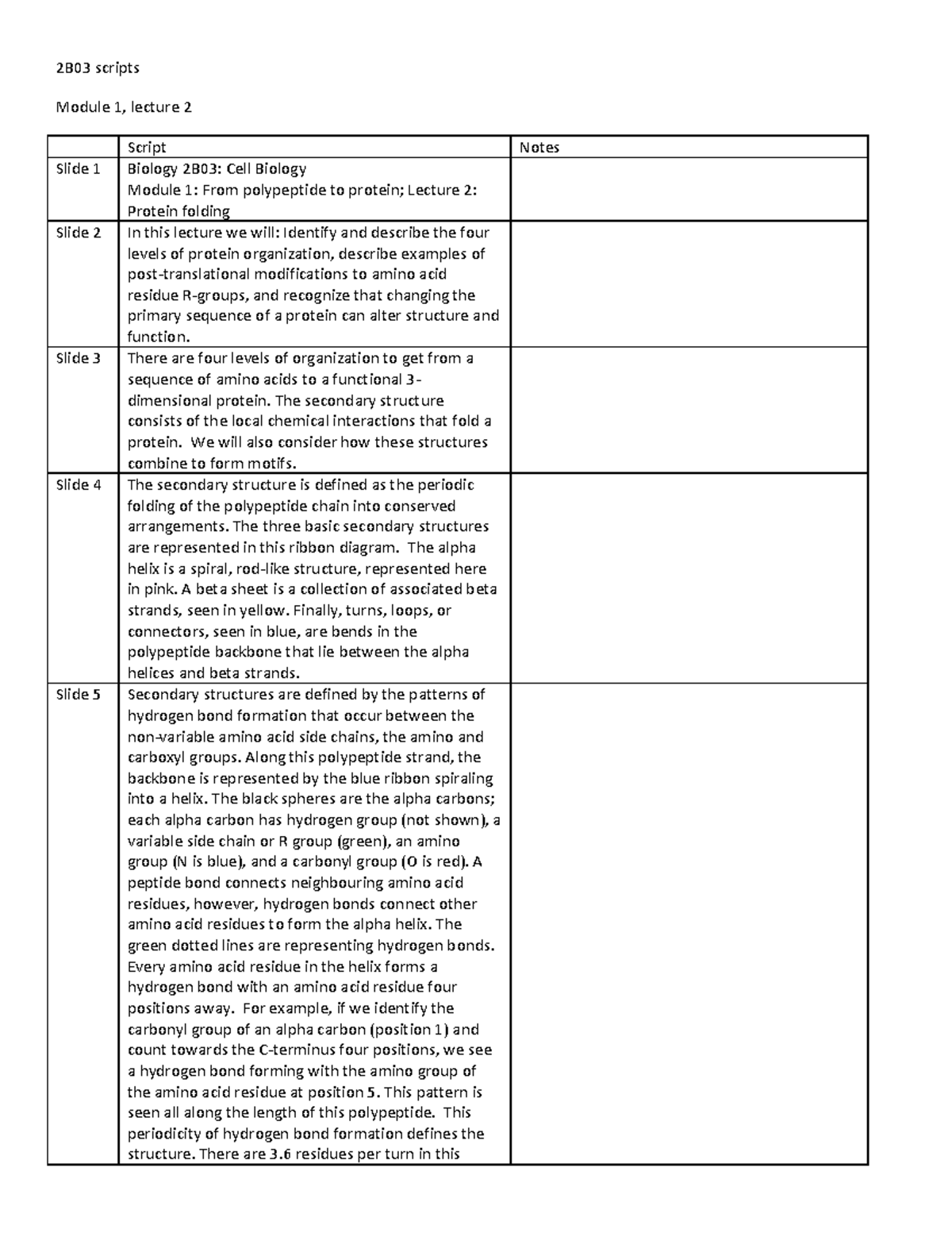 Bio 2b03 Module 1 Lecture 2 Script 2b03 Scripts Module 1 Lecture 2 1611