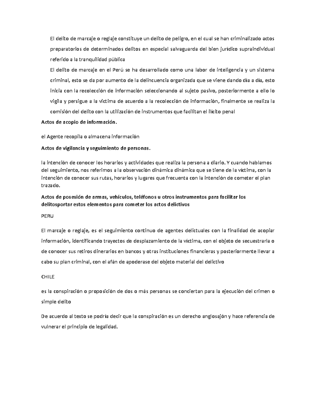 El delito de marcaje o reglaje constituye un delito de peligro - el ...