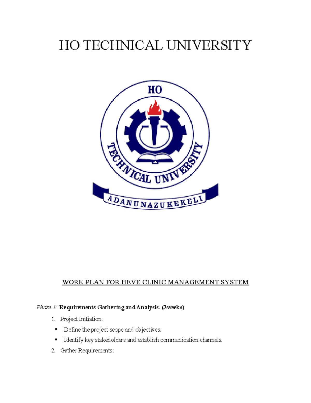 Software engineering waterfall model - HO TECHNICAL UNIVERSITY WORK ...