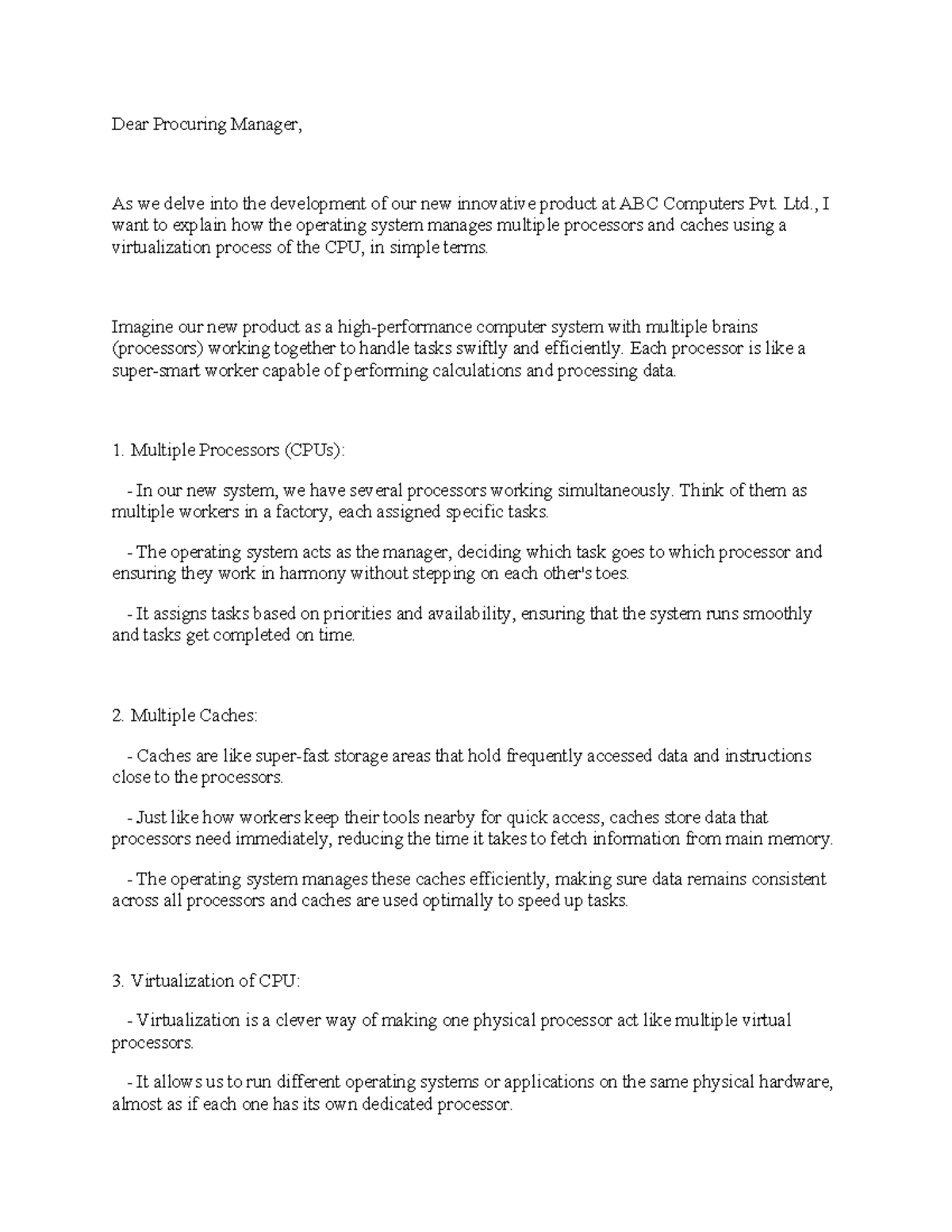 WA 4 - Operating System - Dear Procuring Manager, As we delve into the ...