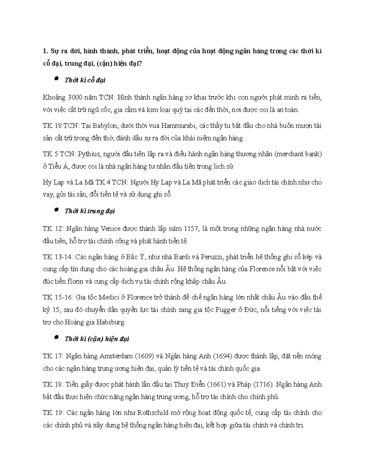 Câu 1 - các NTCB trong HĐNH - Sự ra đời, hình thành, phát triển, hoạt động của hoạt động ngân ...