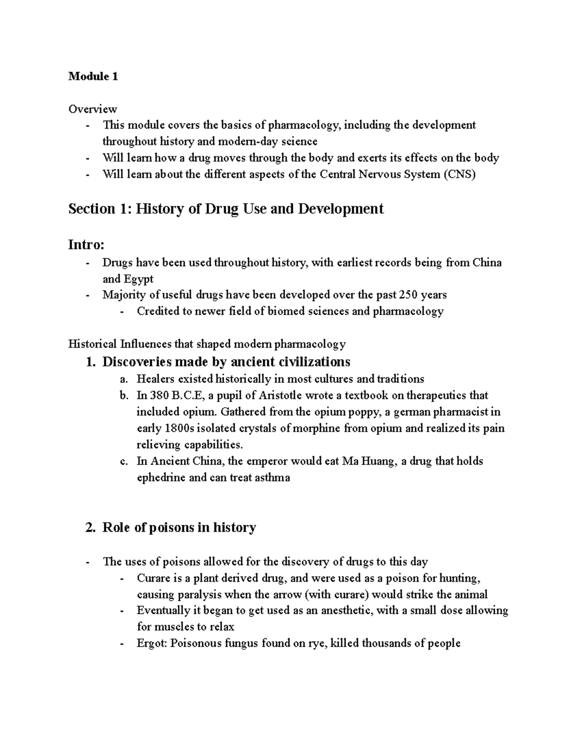 Module 1 - PHAR notes - Module 1 Overview This module covers the basics ...