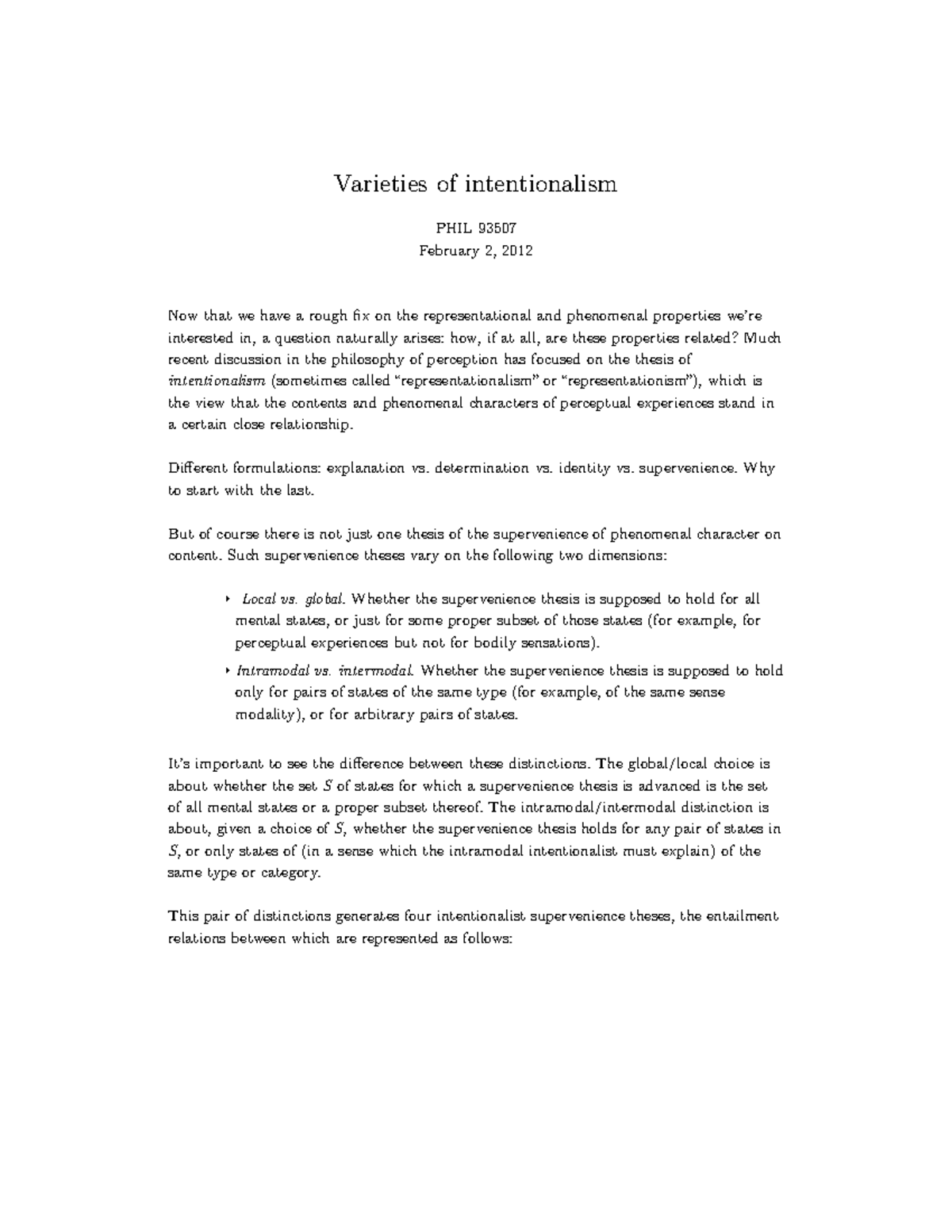 Varieties of intentionalism - Diﬀerent formulations: explanation vs ...