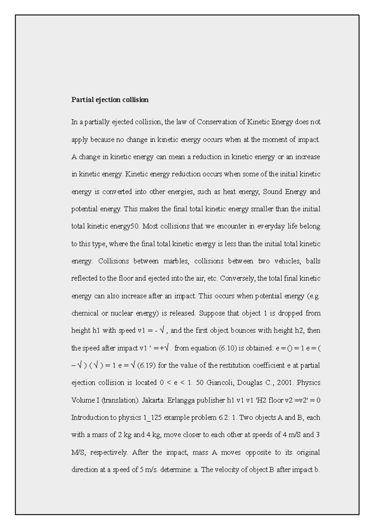 College Document - Partial ejection collision - Partial ejection ...