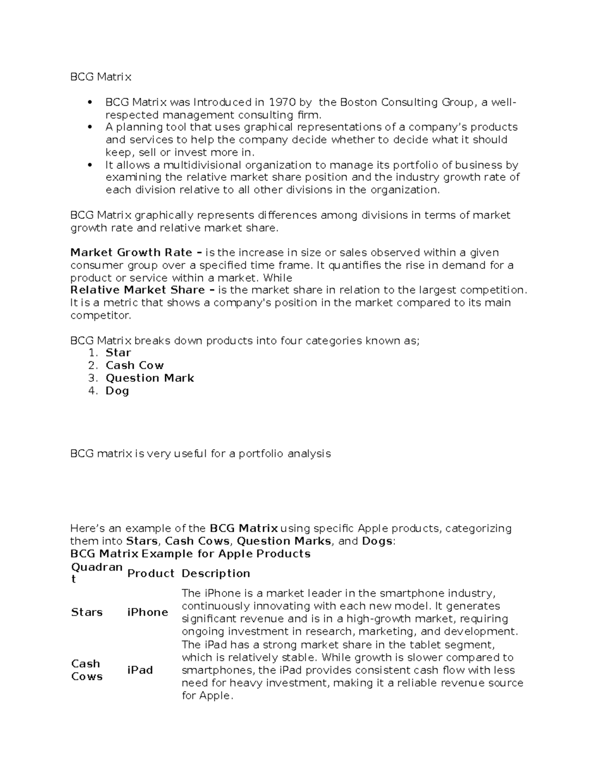 Strat Reporting - Script - BCG Matrix BCG Matrix was Introduced in 1970 ...