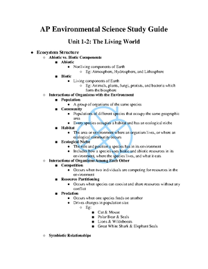 Week 1 APES - Unit 1 The Living World AP Exam Review - Unit 1 The ...