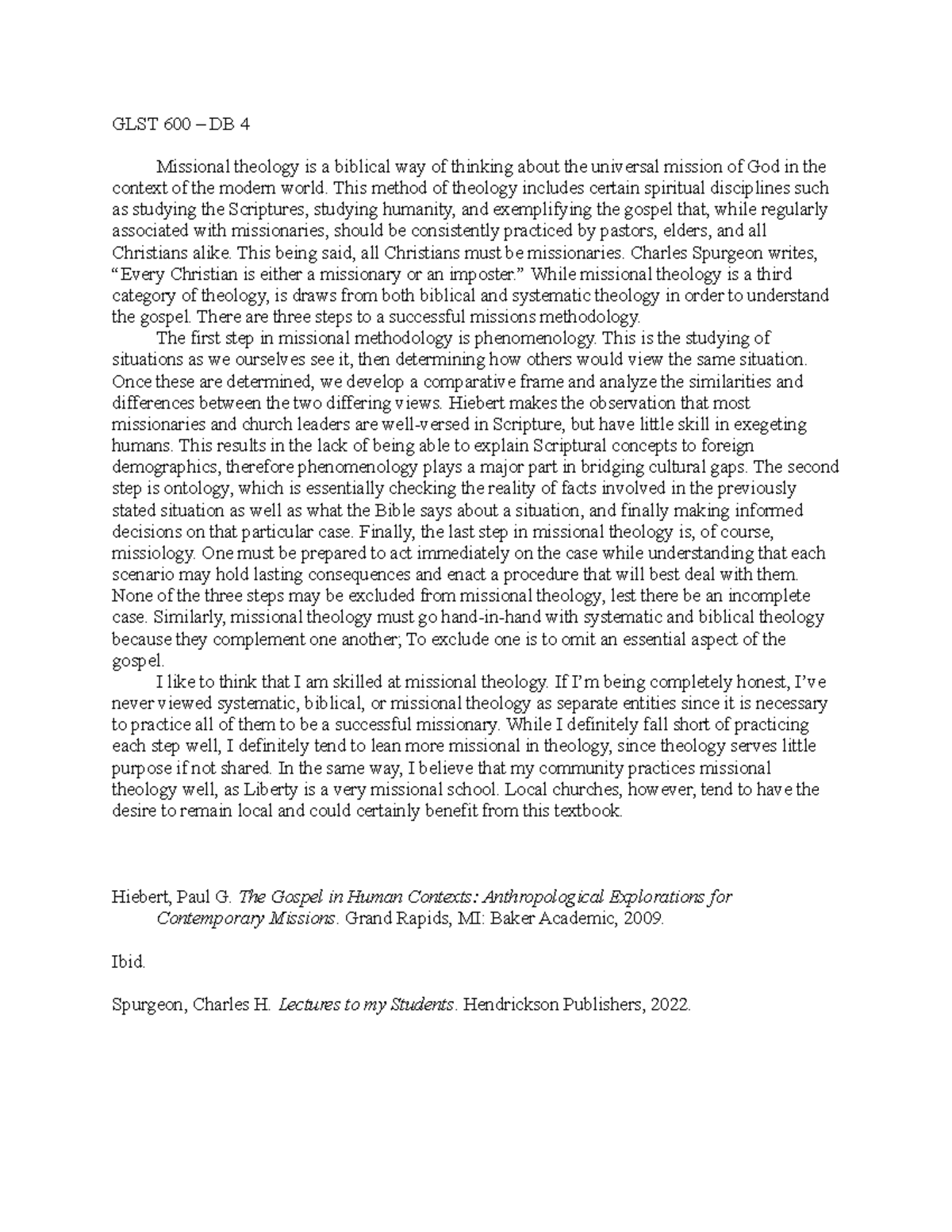GLST600-DB4 - GLST 600 - Discussion Board - GLST 600 – DB 4 Missional ...