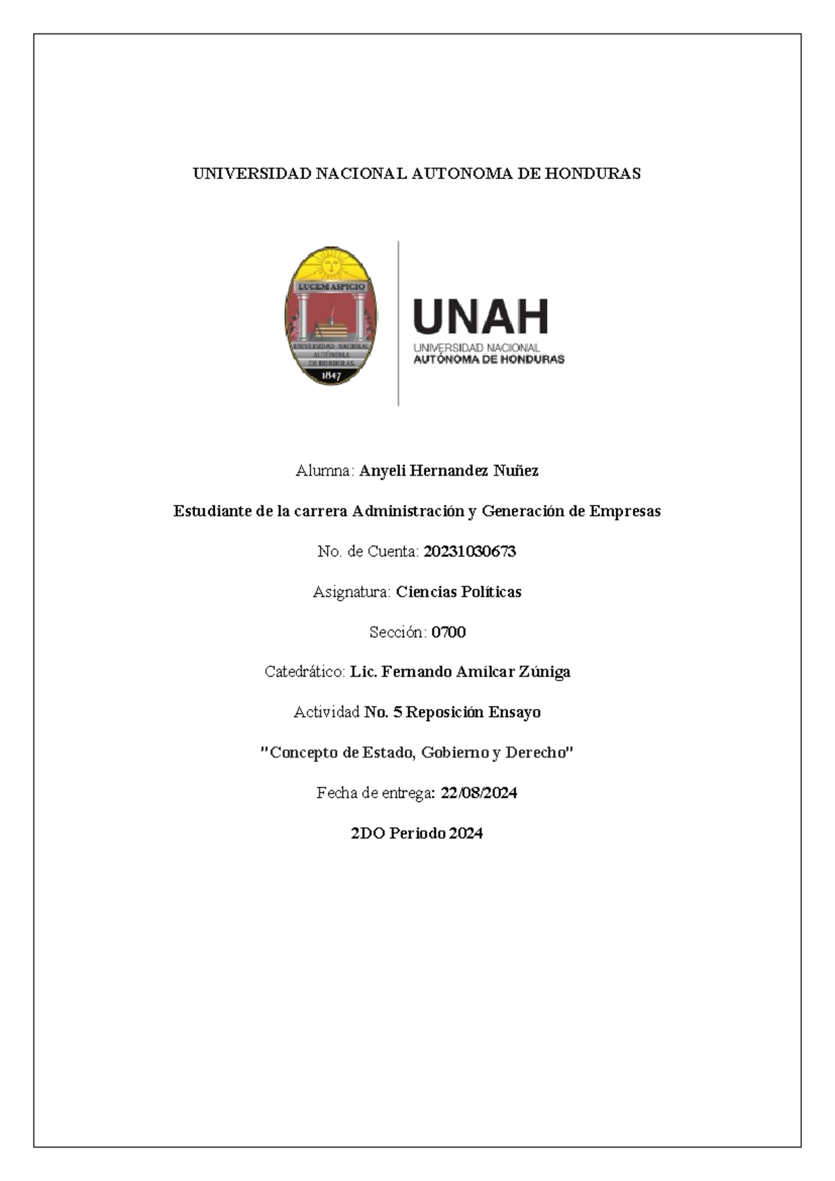 Derechos, fundamento - UNIVERSIDAD NACIONAL AUTONOMA DE HONDURAS Alumna ...
