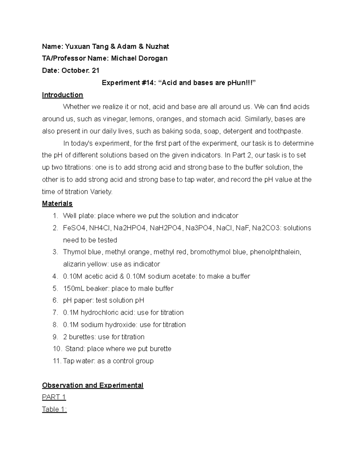 Lab 14 assignment, experiment 14 - Name: Yuxuan Tang Adam Nuzhat Name ...