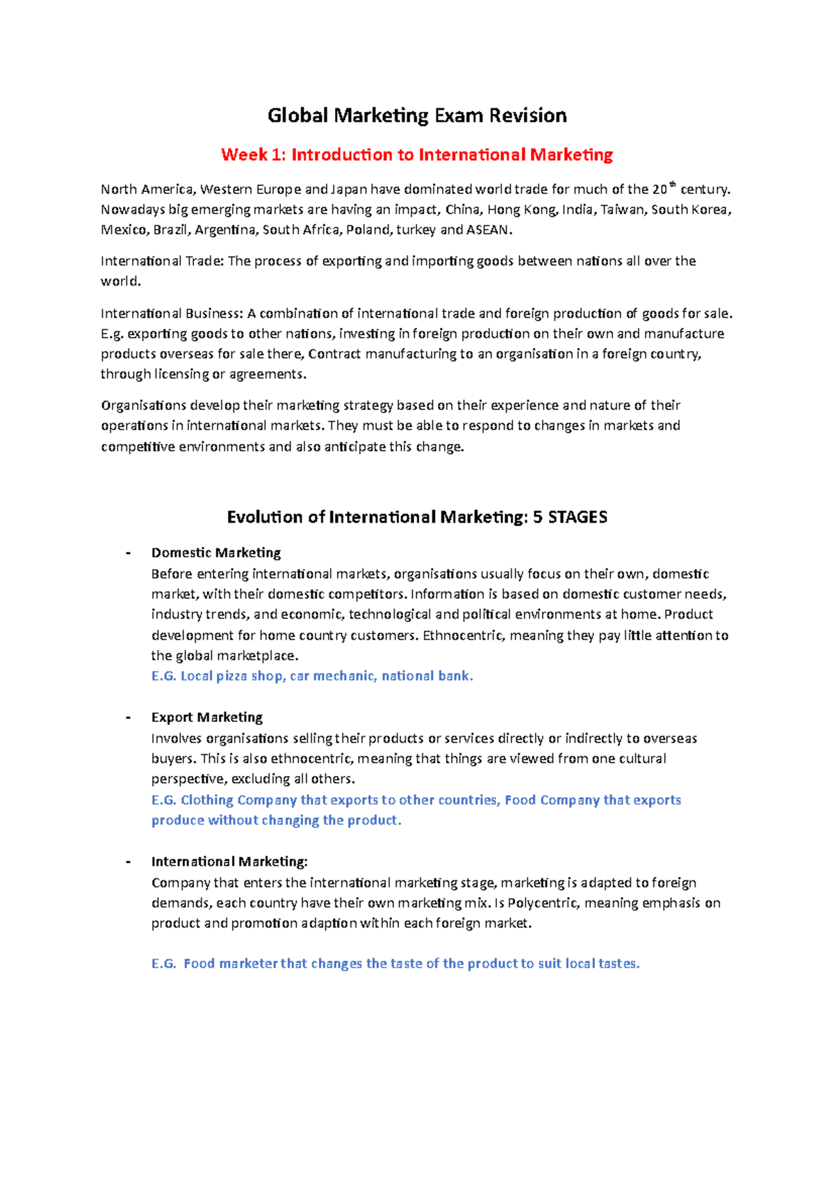 Global Marketing Exam Revision - Nowadays big emerging markets are ...