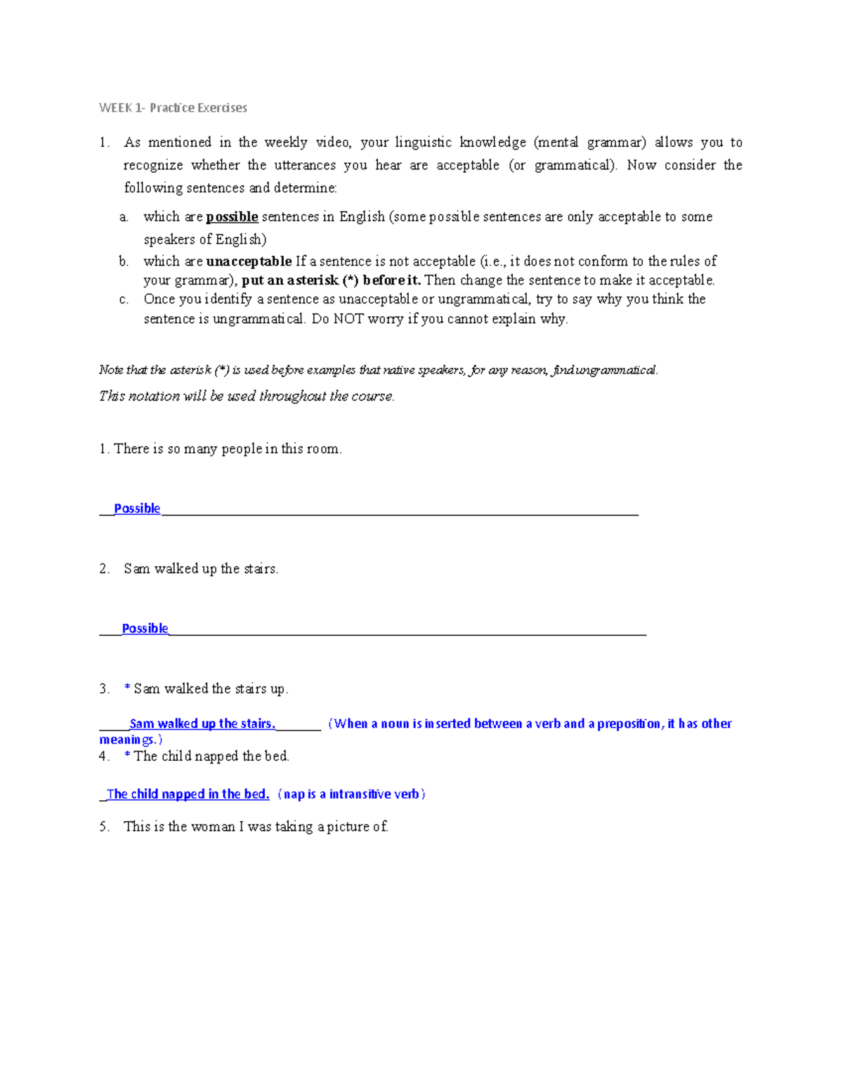 LINB18-Week 1 Practice Exercises - WEEK 1- Practice Exercises As mentioned in the weekly video ...