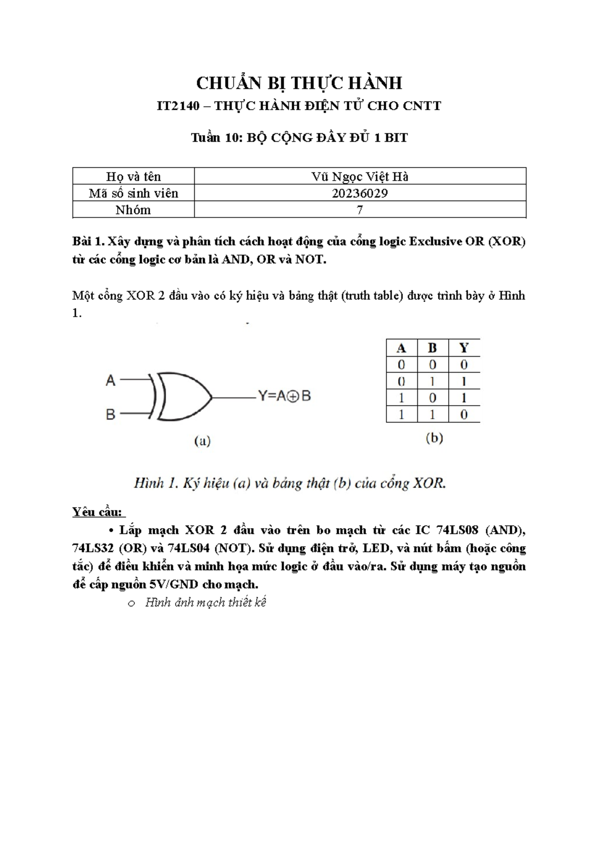 Lab 10 - CB - [Họ và tên] - [MSSV] - CHUẨN BỊ THỰC HÀNH IT2140 – THỰC ...