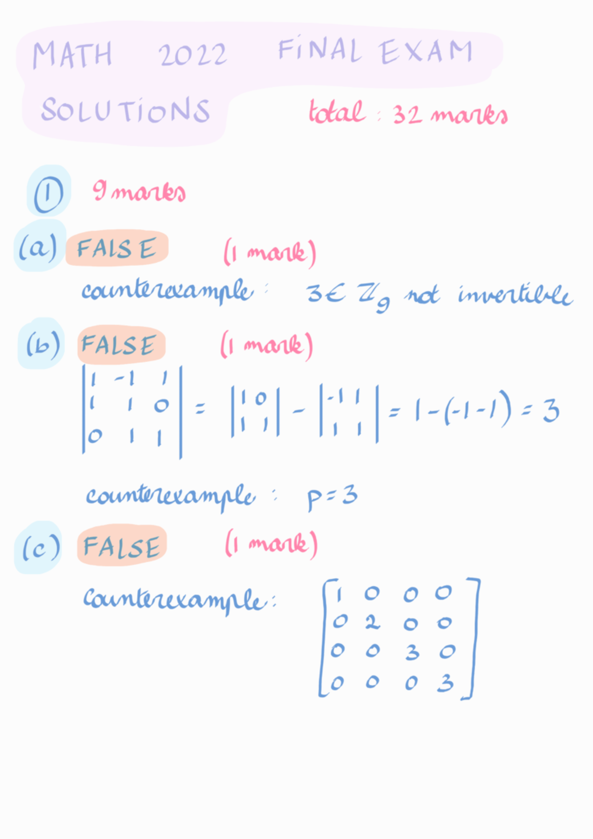 MATH2022 Final Practice Exam Solutions - MATH 2022 FiNAL EXAM SOLUTIONS ...