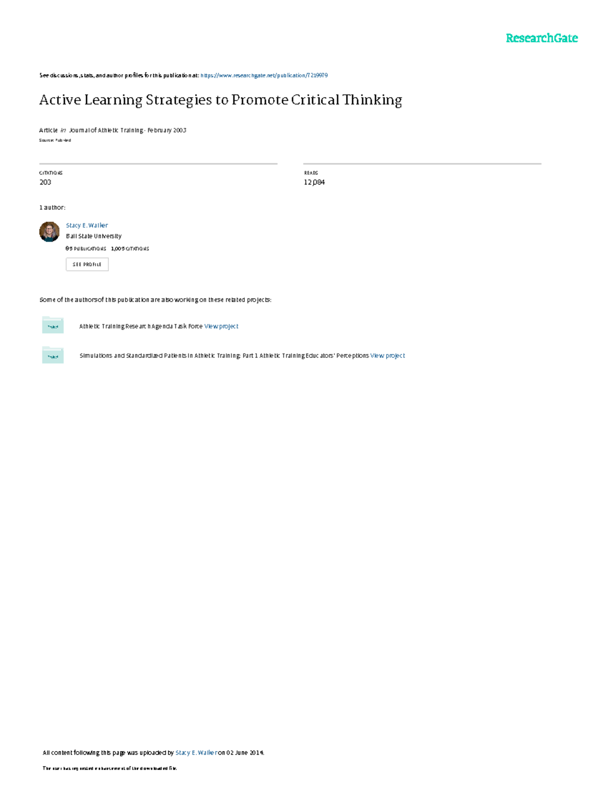 Active Learning Strategies to Promote Critical Thi - See discussions ...