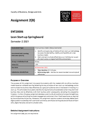 ENT2000 6 Lean Startup Springboard - Assignment 2(B)-1 - Faculty of ...