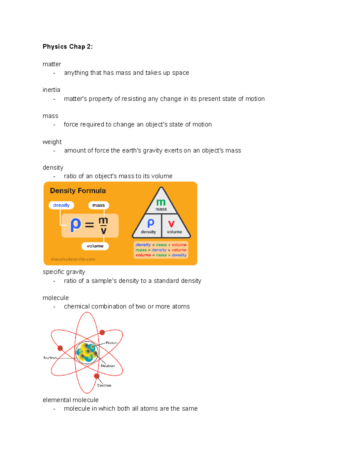 Physics Chap 2 - Lecture notes 4-6 - Physics Chap 2: matter - anything ...