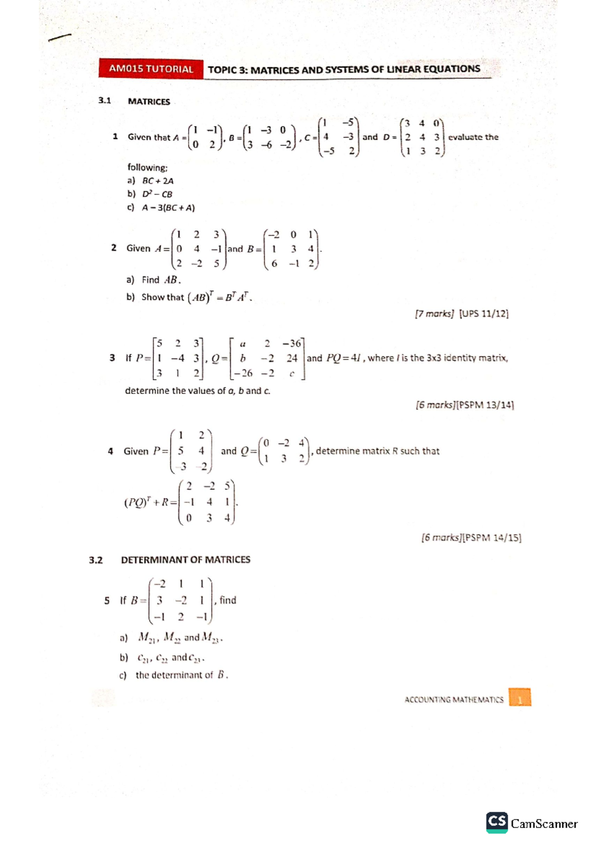 Tutorial Chapter 3 AM015 - Accounting Mathematics - Studocu