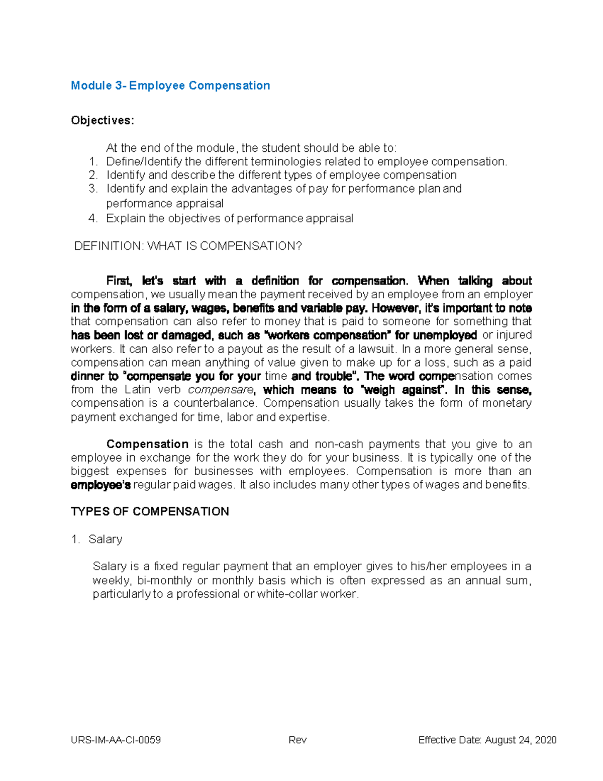 Employee Compensation - Identify and describe the different types of ...