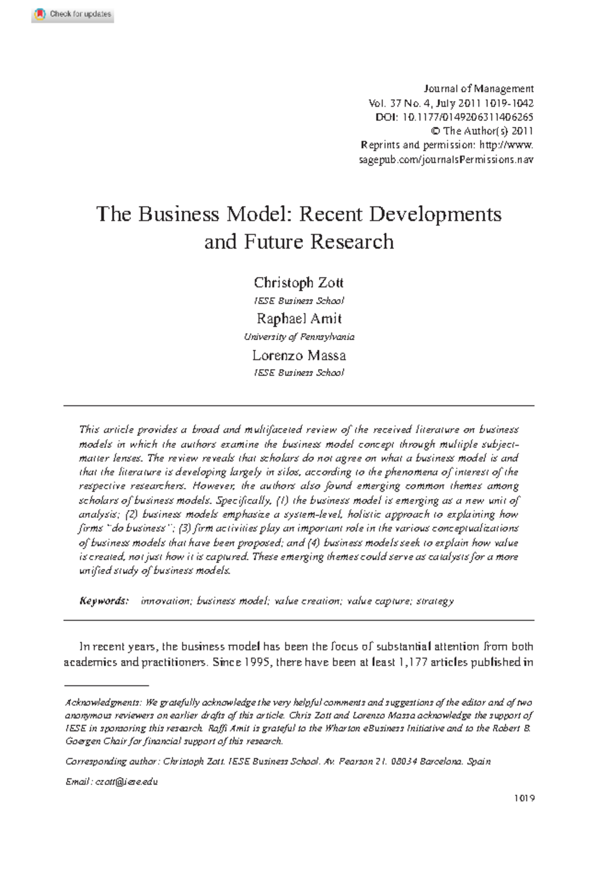 0149206311406265 - .... - The Business Model: Recent Developments and ...