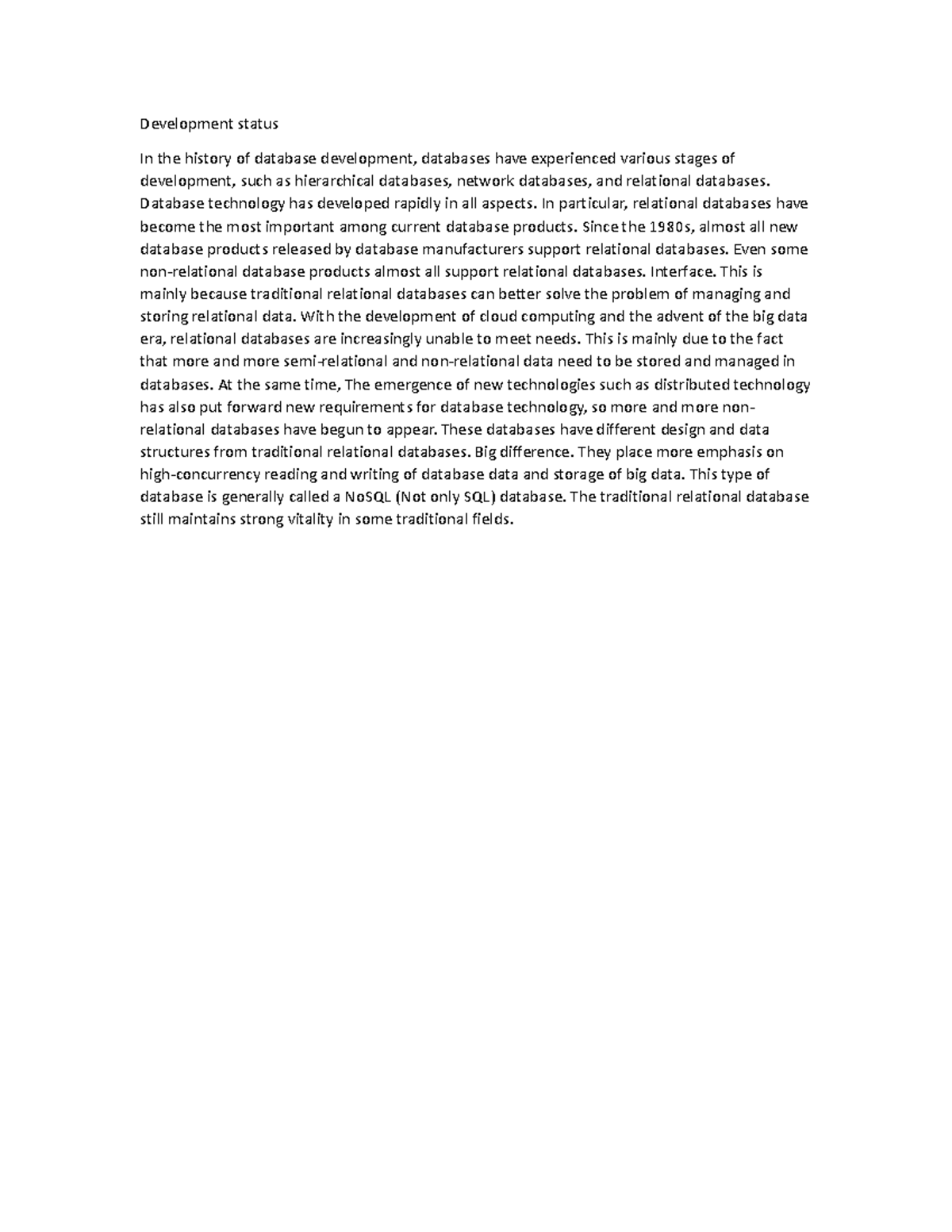 363 - Database - Development status In the history of database ...