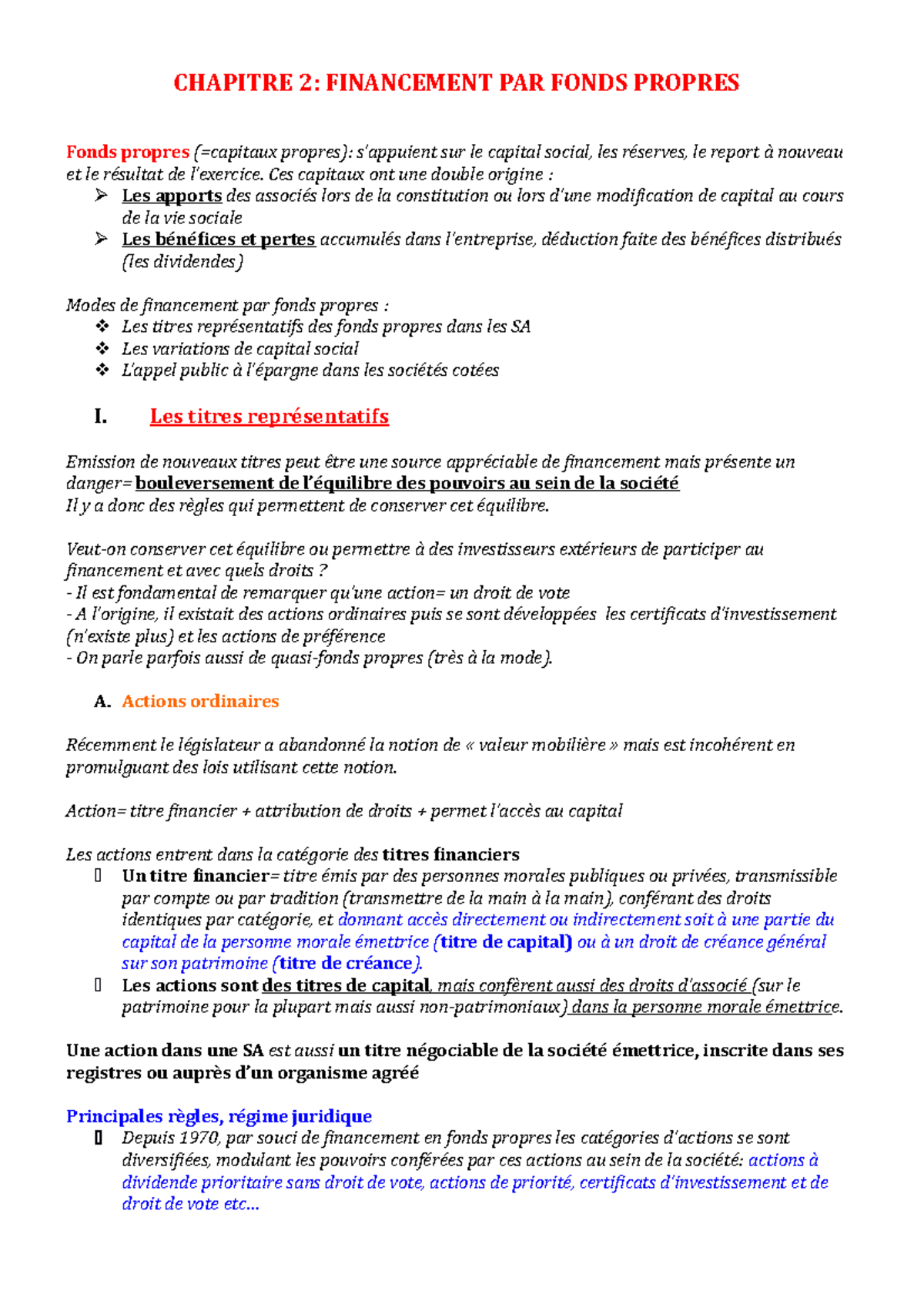 M1 CAR - DROIT DU FINANCEMENT - Chapitre 2 - CHAPITRE 2: FINANCEMENT ...