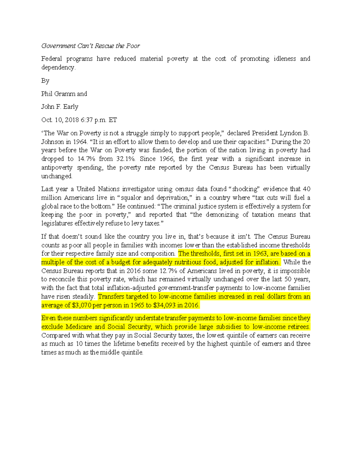 Gramm Government Cannot Rescue the Poor(2) - Government Can’t Rescue ...