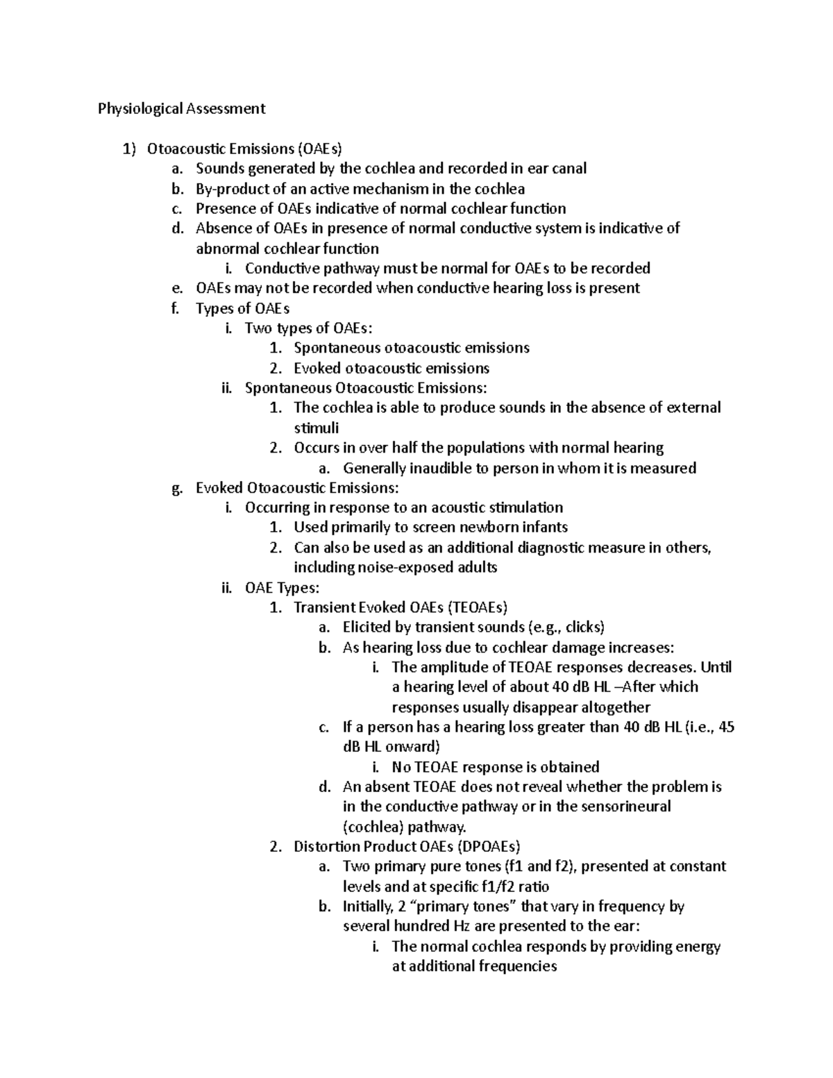 Physiological Assessment - CSD 444 - MSU - Studocu