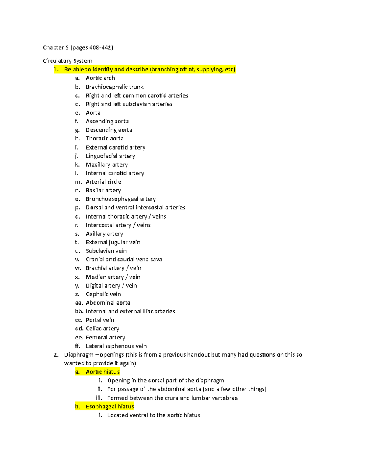 AGR 511 Chapter 9b Student - Chapter 9 (pages 408-442) Circulatory ...