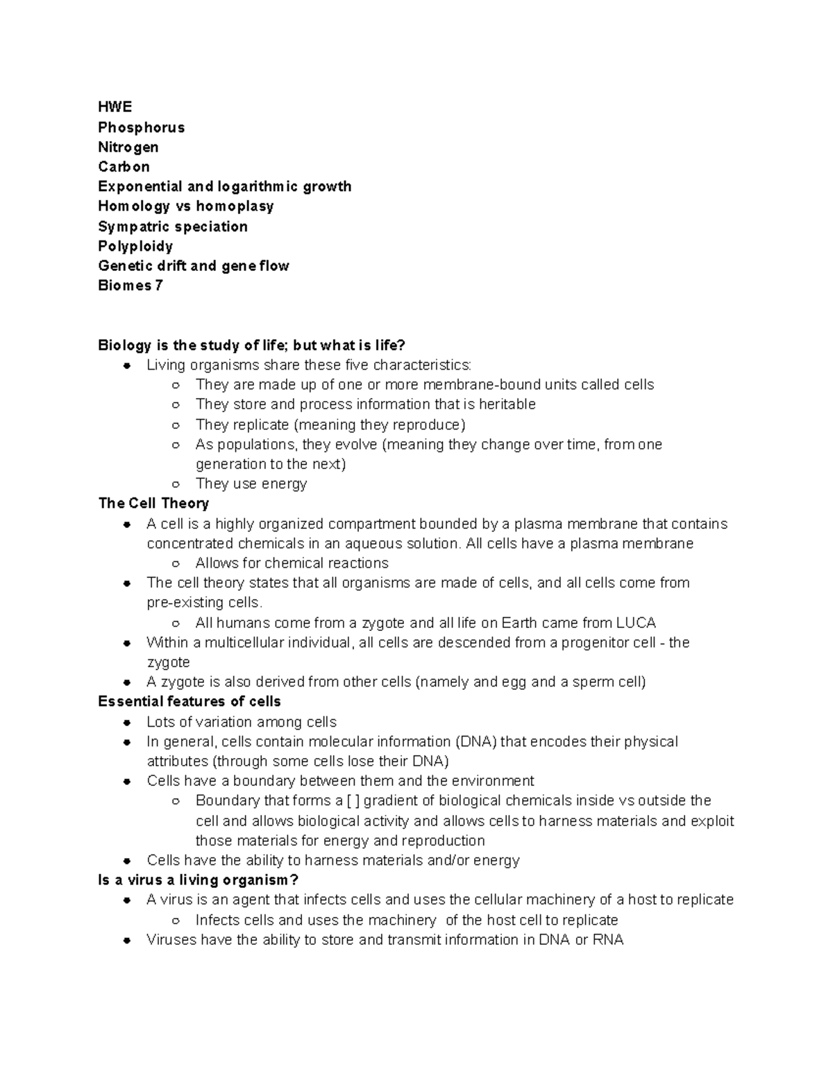 Bio 1M03 Final Exam - HWE Phosphorus Nitrogen Carbon Exponential and ...