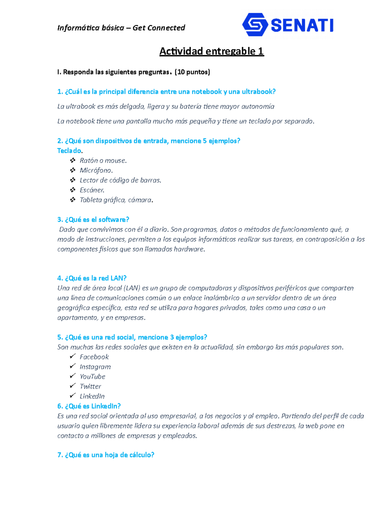 Entregable 01 bladboard - Informática básica – Get Connected Actividad entregable 1 I. Responda ...