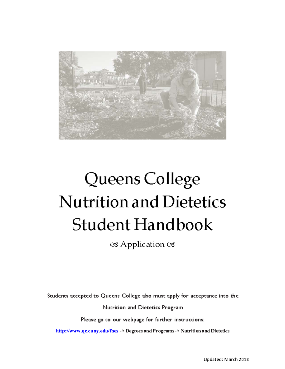 Nutrition and Dietetics Student Handbook with Application 2018 ...