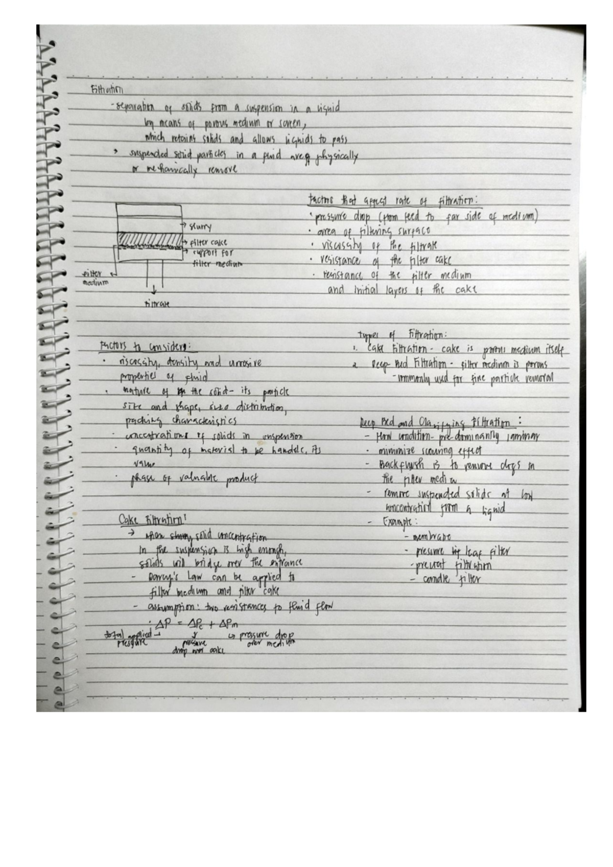 Ch E39B Notes Filtration - BS in Chemical engineering - Studocu