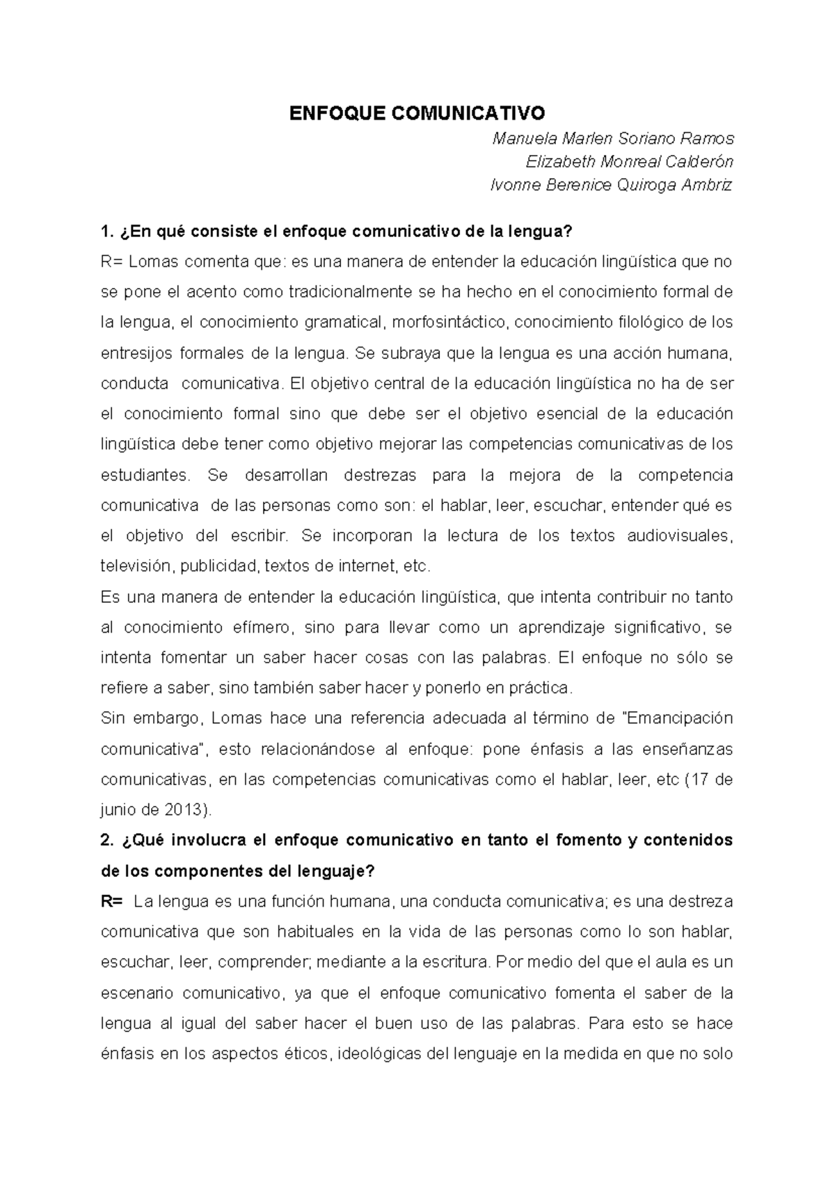 Enfoque comunicativo. Carlos Lomas - ENFOQUE COMUNICATIVO Manuela ...